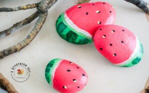 Watermelon Painted Rocks are a Fun Craft for Kids! - A Storybook Day