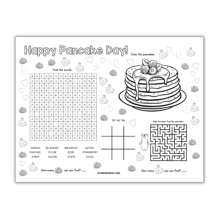 Pancake Day Fun: Free Printable Activity Placemat for Kids