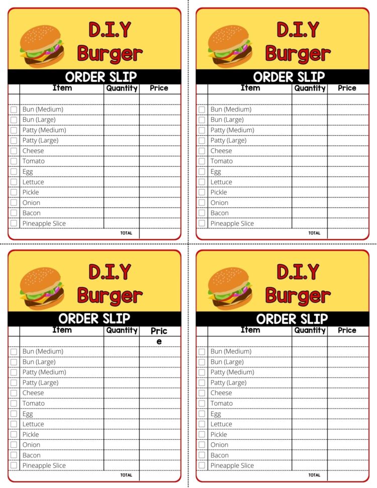 Free DIY Burger Joint Printable for Kids: Pretend Play Fun - A ...