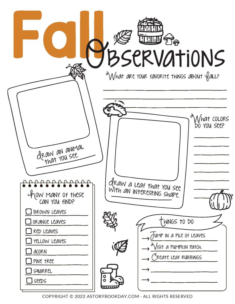 Fall Observation Worksheet for Kids - A Storybook Day