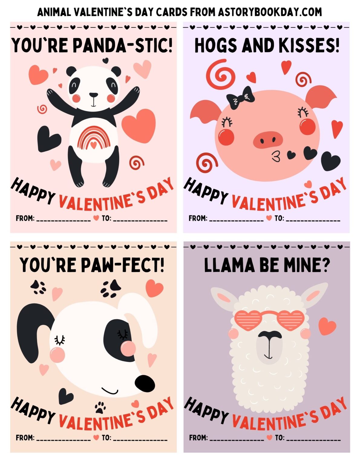 Funny Animal Valentine's Day Cards for Kids to Share