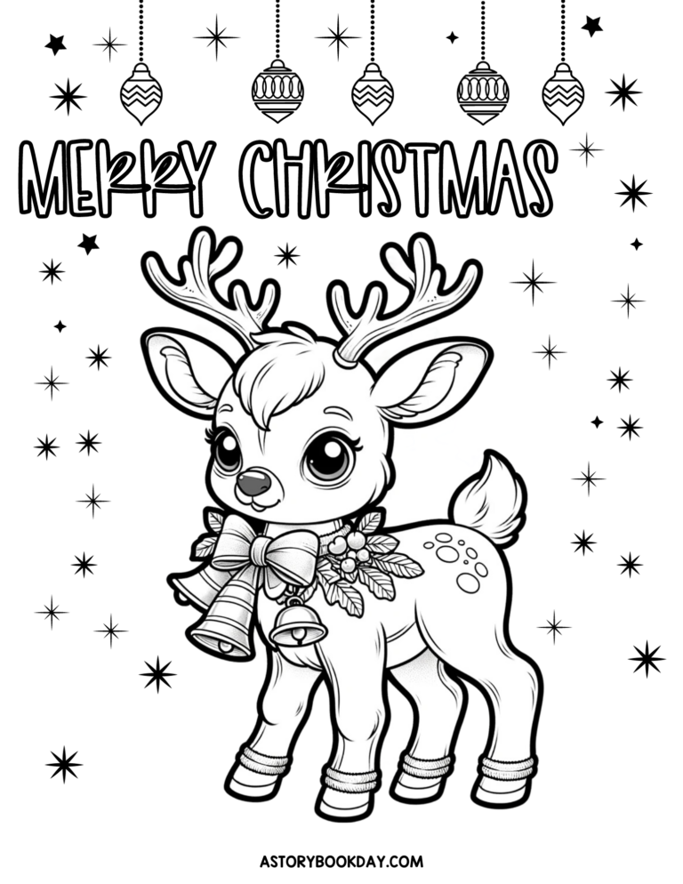 Free Printable Christmas Reindeer Coloring Page