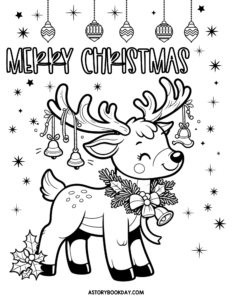 Free Christmas Reindeer Coloring Page for Kids