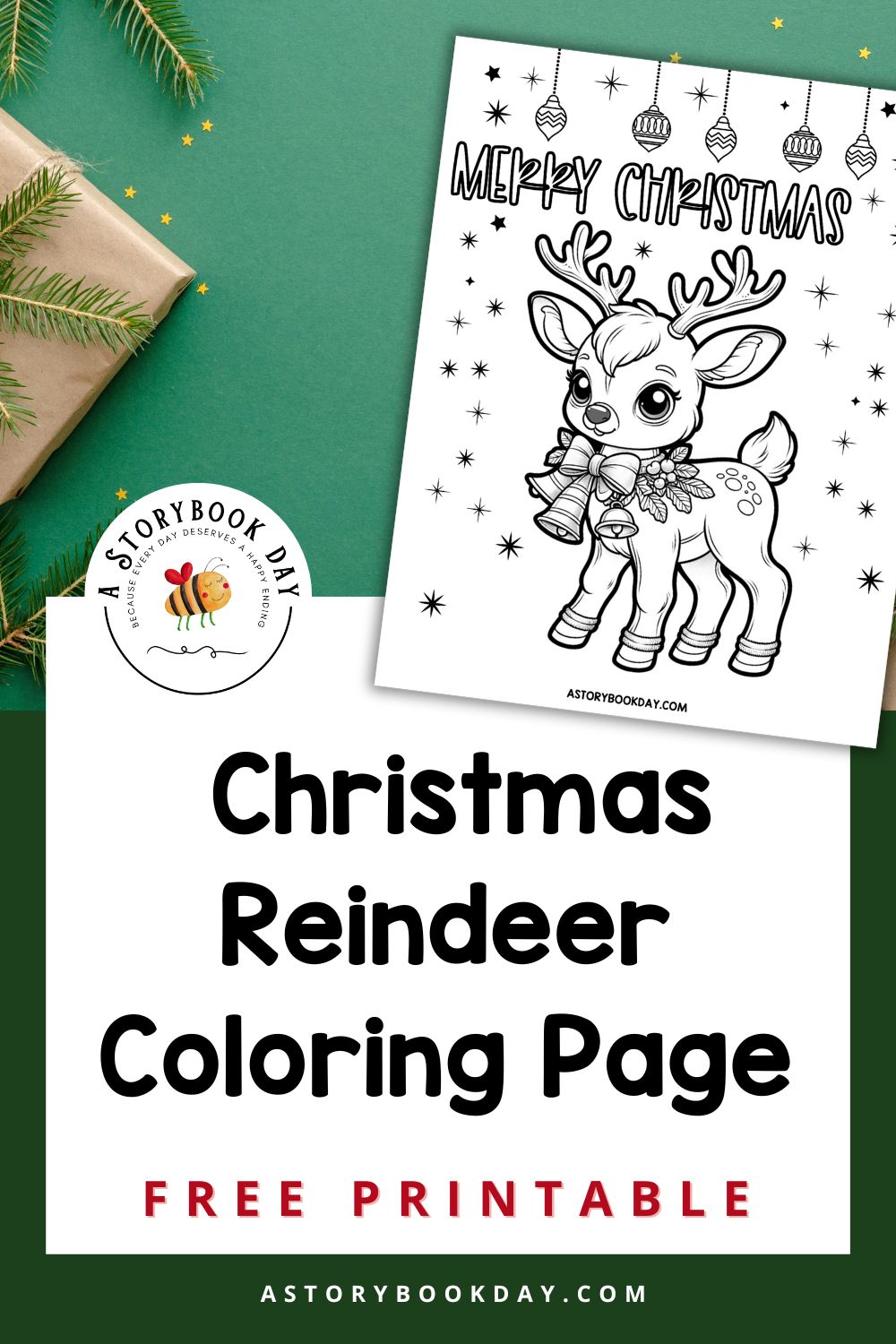 Free Printable Christmas Reindeer Coloring Page