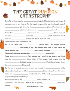 The Great Pumpkin Catastrophe Mad Lib: Free Printable for Kids - A ...