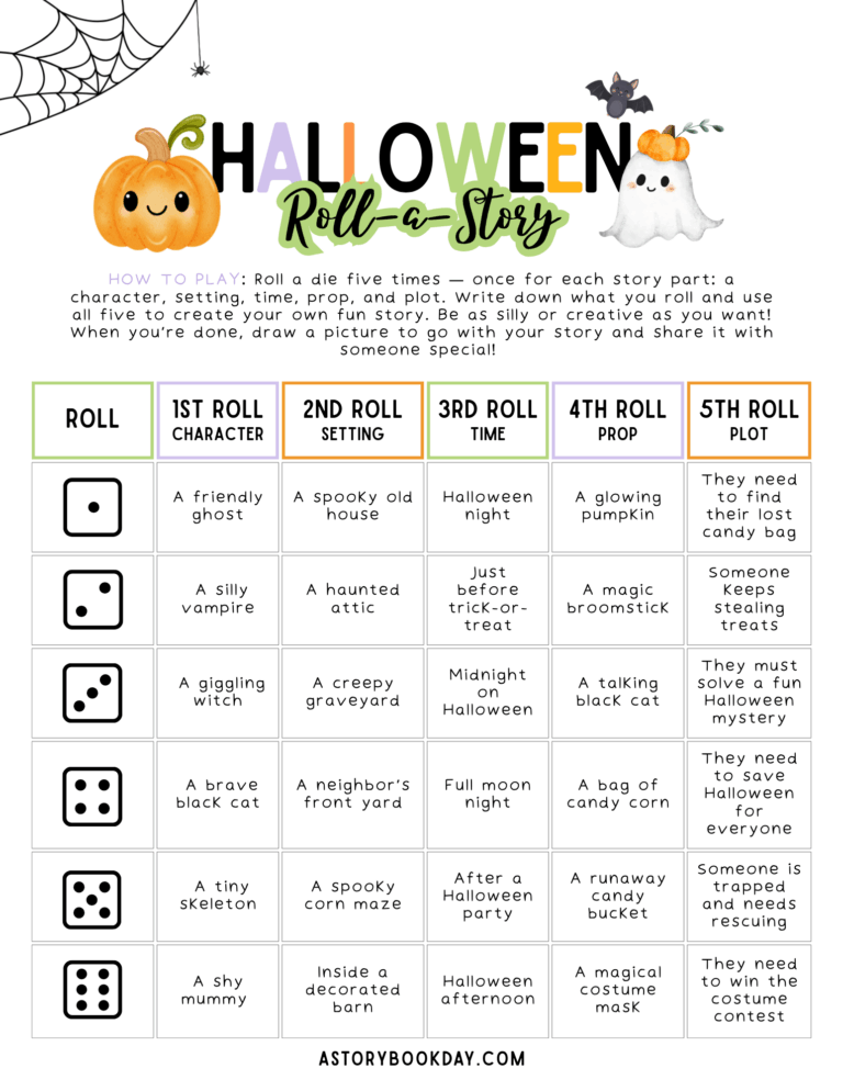 A Halloween Roll-A-Story: Free Printable Your Kids will Love! - A ...