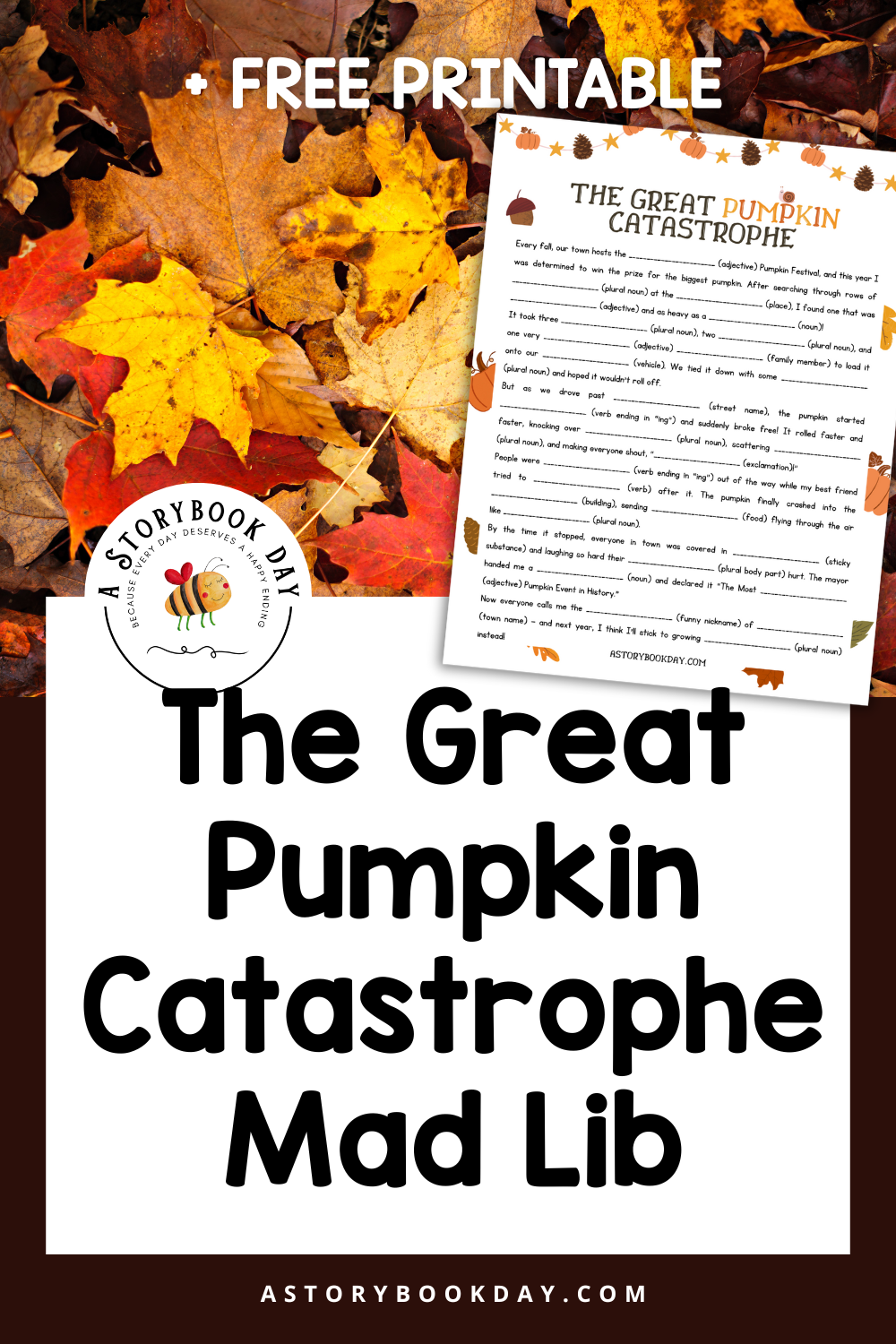 The Great Pumpkin Catastrophe Mad Lib: Free Printable for Kids - A ...