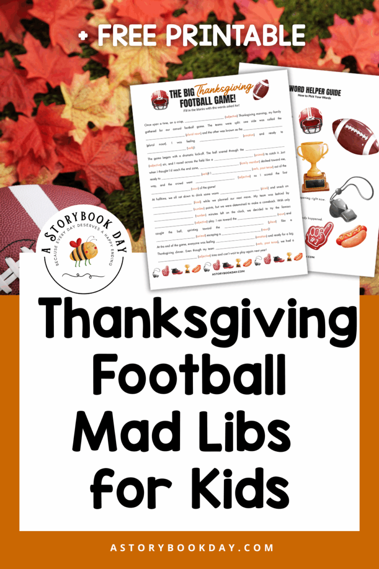 The Big Thanksgiving Football Mad Lib for Kids: Free Printable - A ...