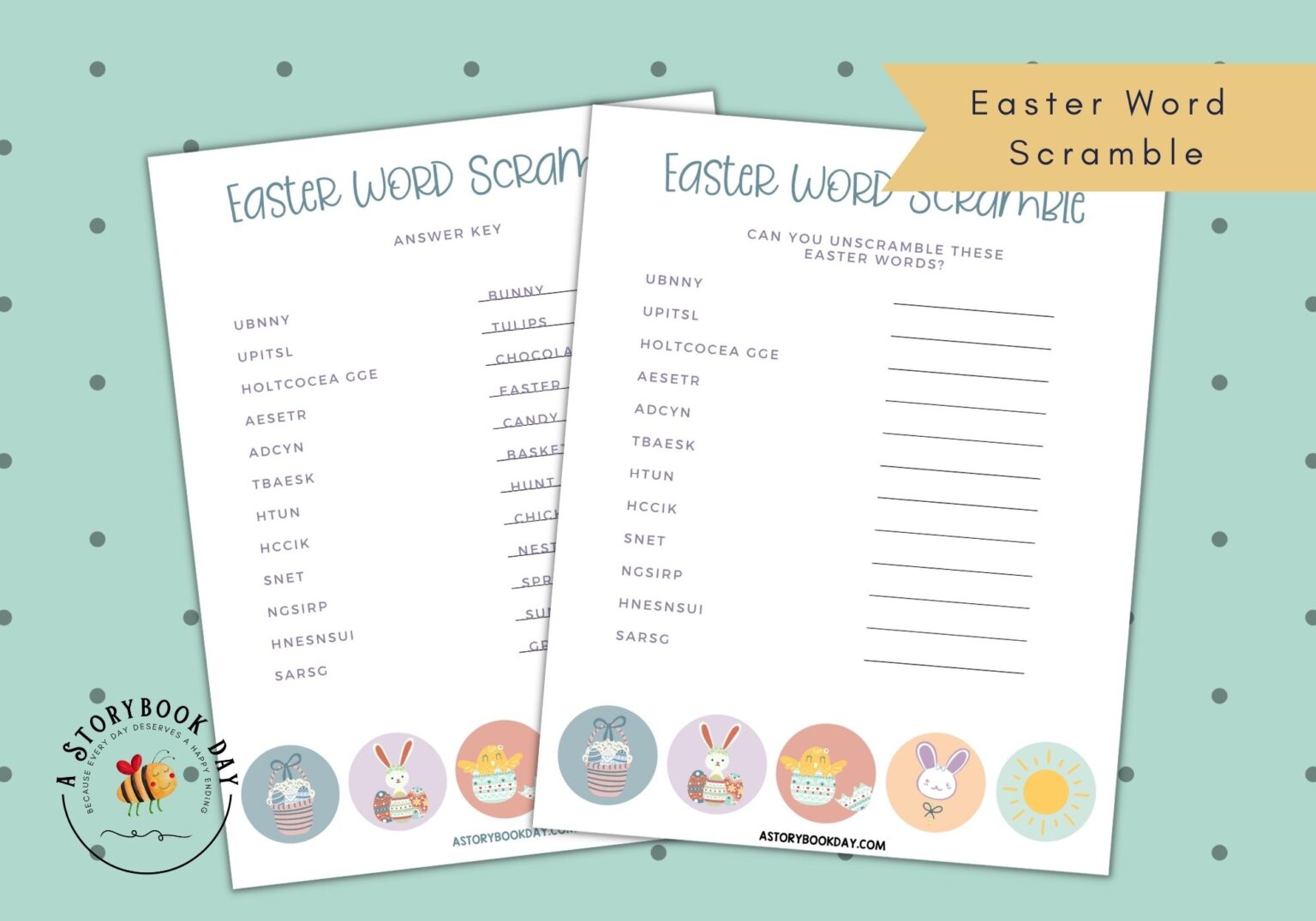 Free Printable Easter Word Scramble for Kids - A Storybook Day